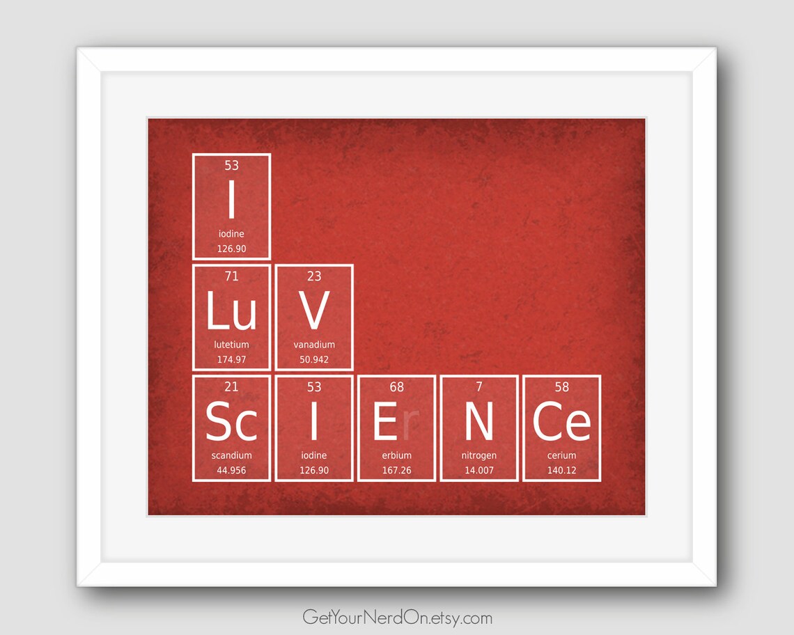 I Luv Science Periodic Table Print Science Nerd Poster - Etsy