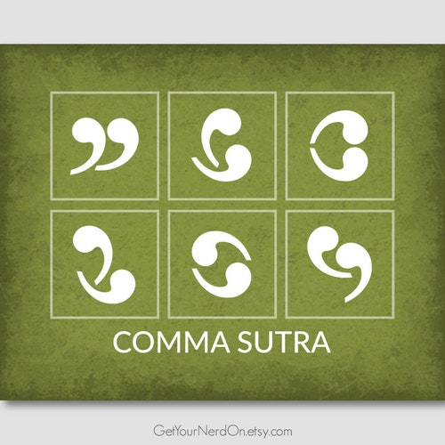 Funny Comma Poster Punctuation Nerd Art Unique Gifts for - Etsy