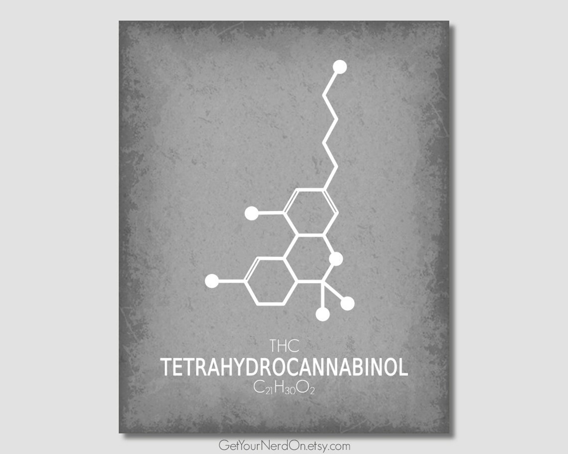 THC Molecule Cannabis Art Print Minimalist Wall Art Science - Etsy