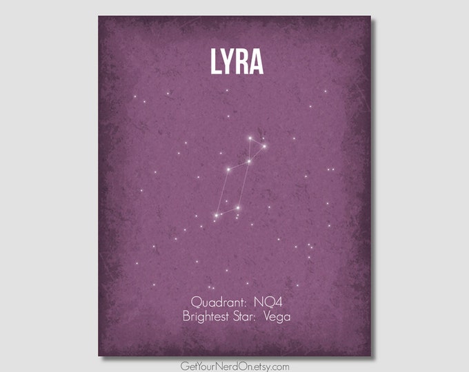 Lyra Constellation, Astronomy Poster, Outer Space Wall Art, Nerdy Baby ...