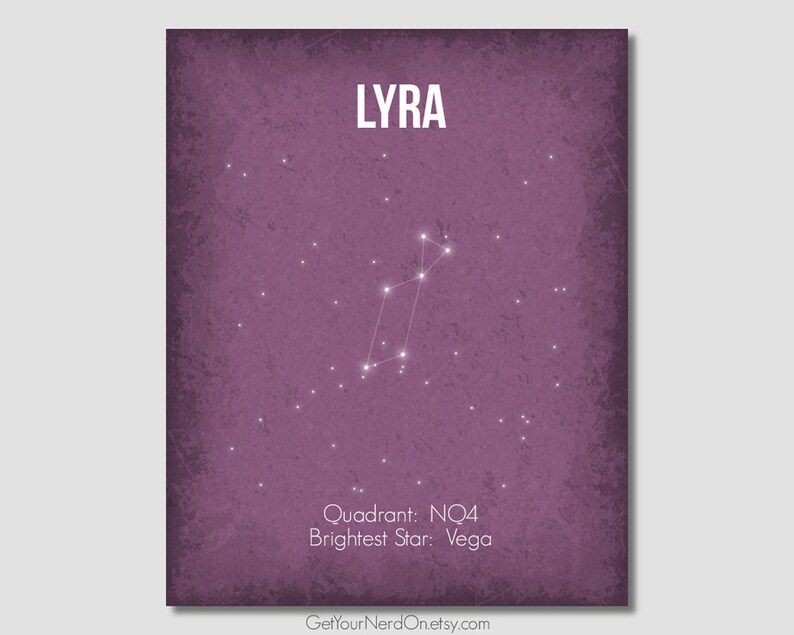 Lyra Constellation Astronomy Poster Outer Space Wall Art - Etsy