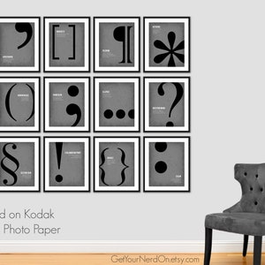 Punctuation Posters, Set of 12 Prints, Classroom Decor, Nerdy Wall Art ...