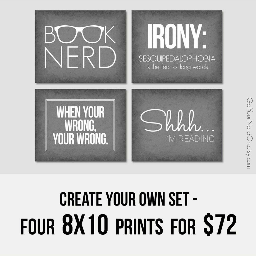 Set of 4 Prints Nerdy 8x10 Posters Pick Your Own Prints Classroom Decor ...