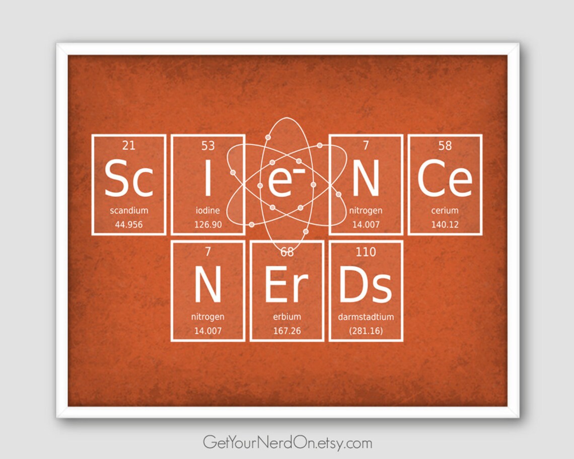 Science Nerds Print Periodic Table of Elements Nerdy Gift - Etsy
