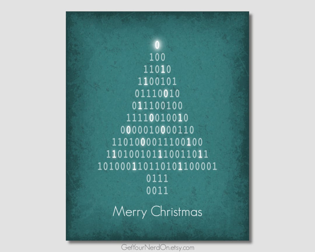 Binary Code Christmas Tree, Nerdy Holiday Art, Unique Gifts for Programmers, Computer Geek ...