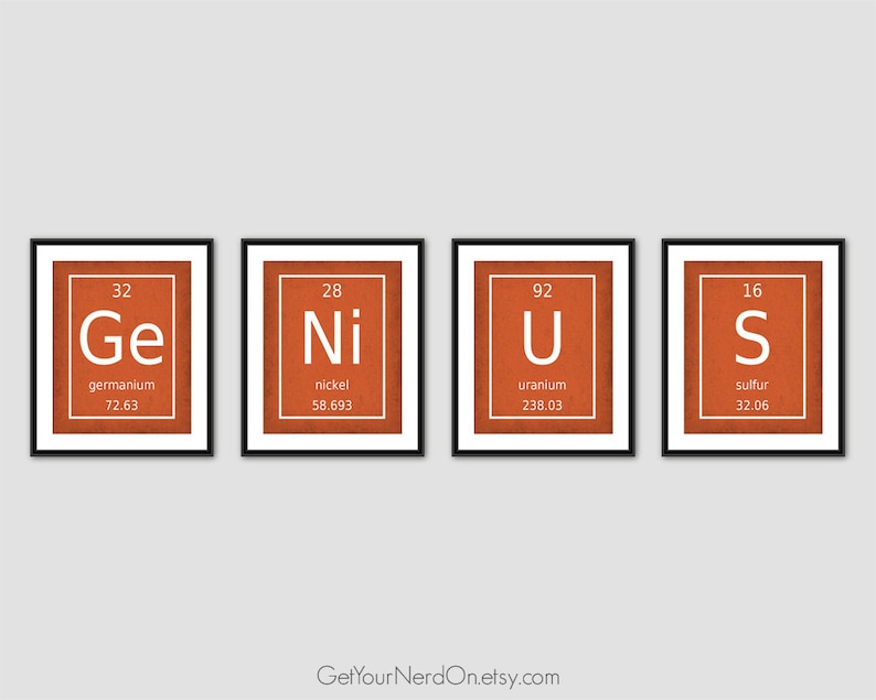 Genius Set of 4 Prints Periodic Table of Elements Posters | Etsy