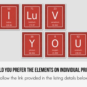 I Love You Poster Periodic Table of Elements Unique Gift for - Etsy Canada