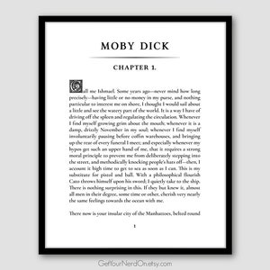Moby Dick Poster, First Page of Book, Classic Literature, Home Library ...