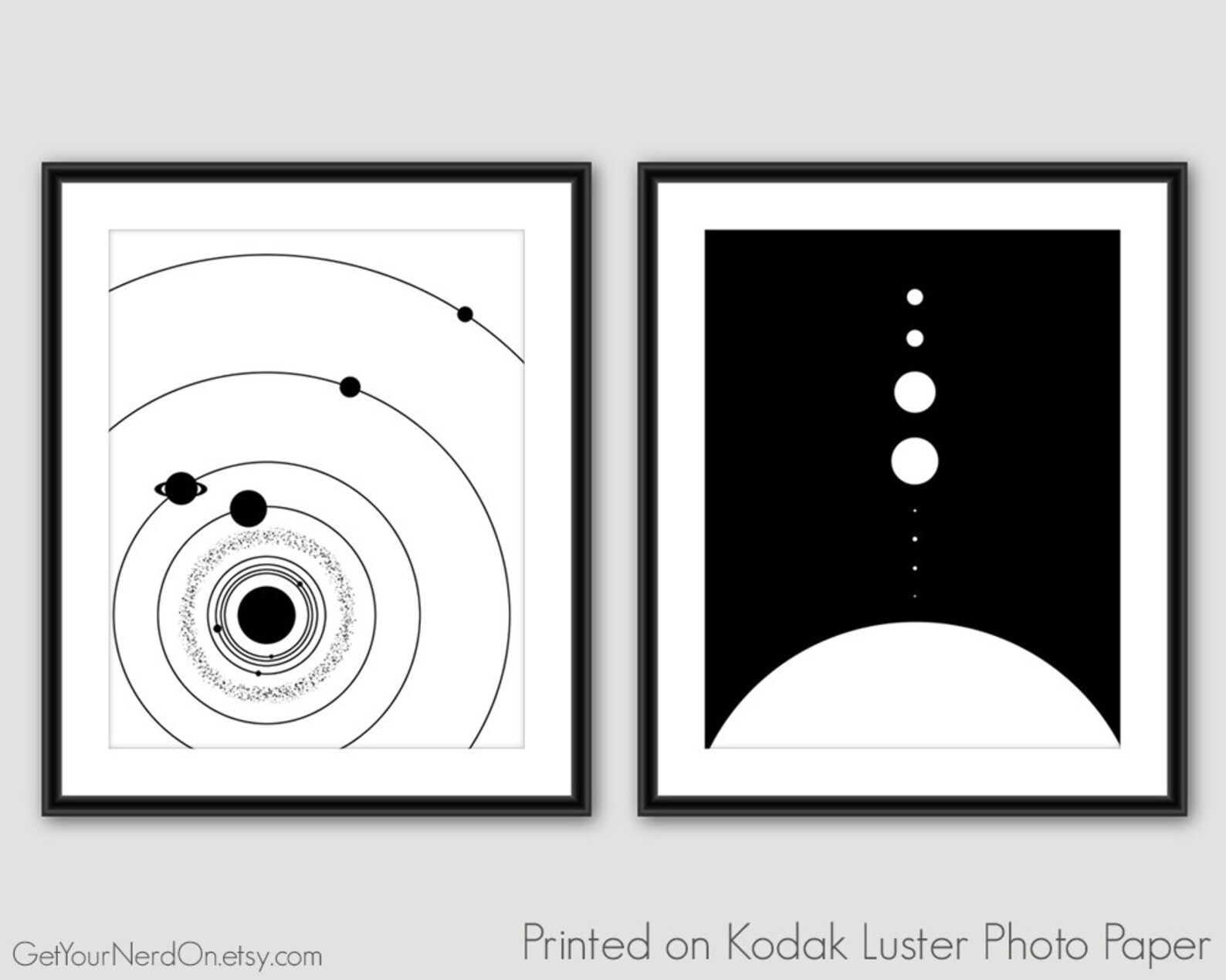 Astronomy Print Set Solar System Posters Planets to Scale - Etsy