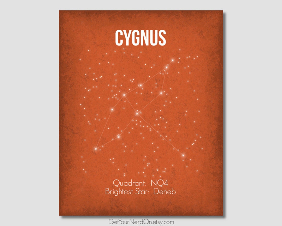Cygnus Art Poster, Constellation Print, Astronomy Geek Gift, Nerdy ...