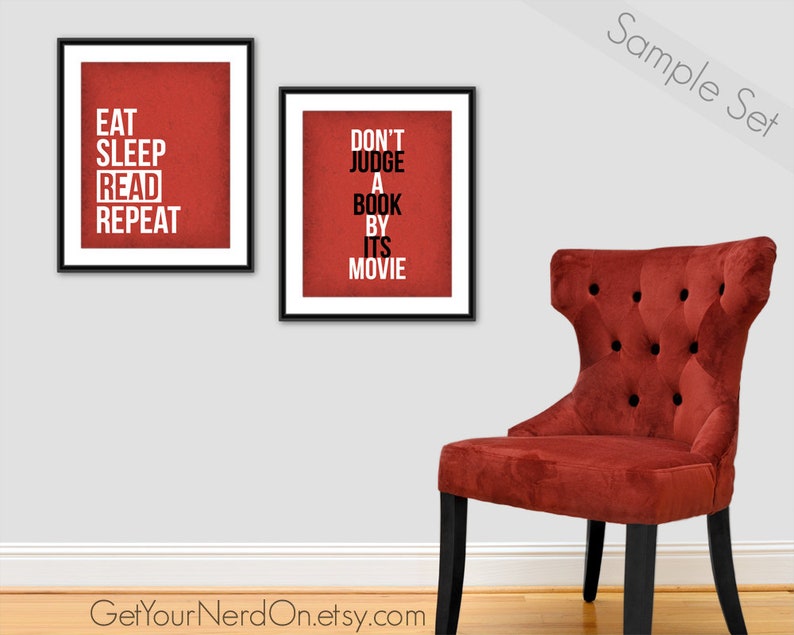 Eat Sleep Read Repeat Book Lover Wall Art Reading Poster | Etsy