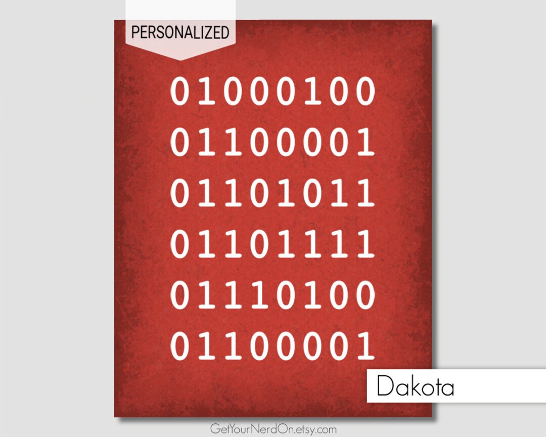 Custom Binary Code Name, Computer Geek Gifts, Personalized Computer Science Art - Etsy