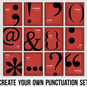 Punctuation Posters Set of 12 Prints Classroom Decor Nerdy | Etsy
