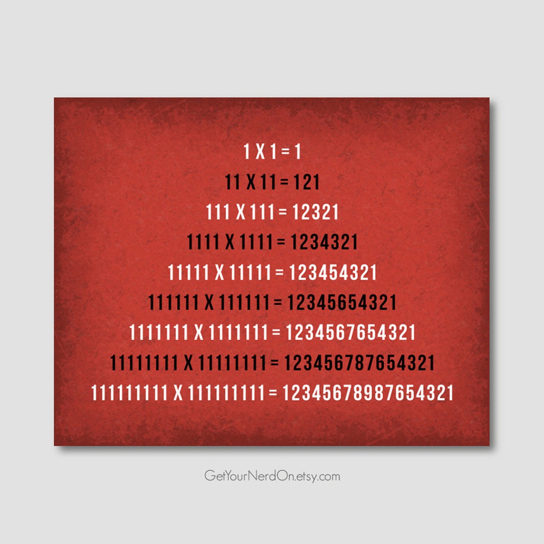Multiplication Print, Palindromic Numbers, Classroom Decor, Math Nerd ...