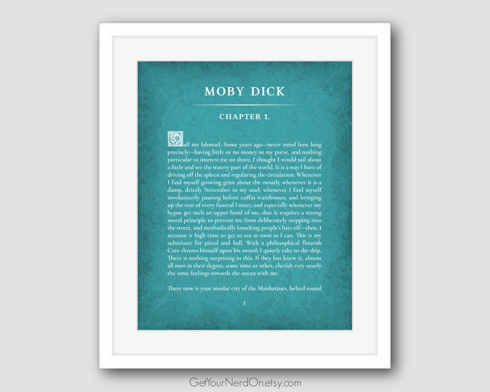 Moby Dick Poster First Page of Book Classic Literature Home - Etsy