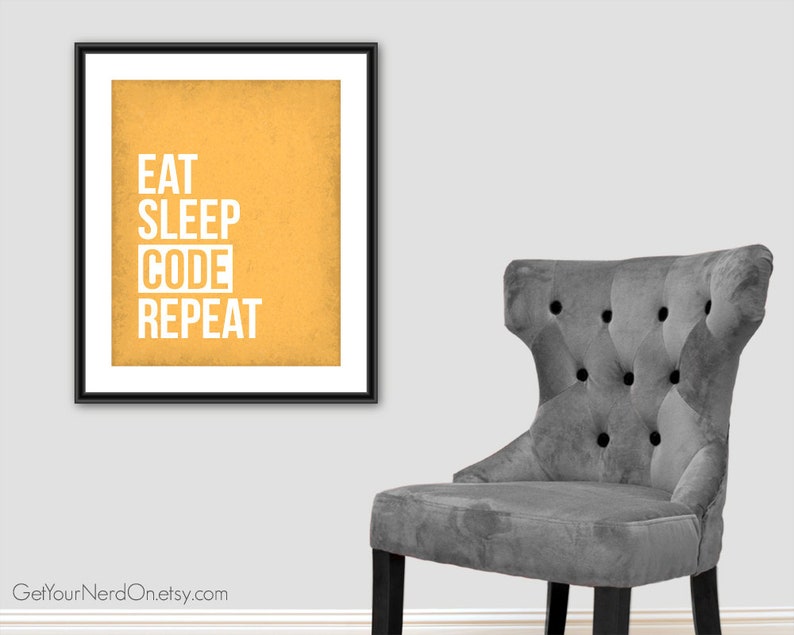 Eat Sleep Code Repeat Computer Geek Poster Funny Office - Etsy