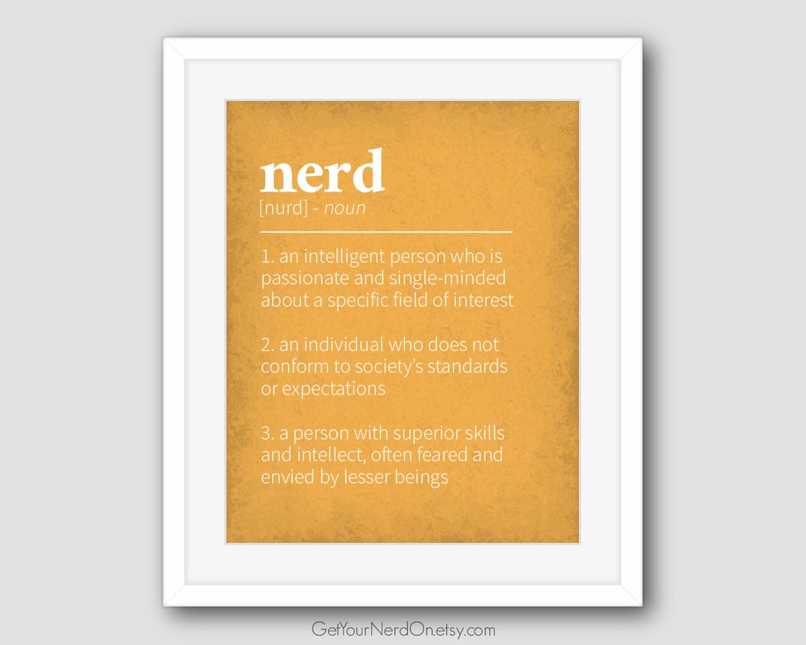 Nerd Definition Art Funny Definition Gift Ideas For Her Nerdy | Etsy