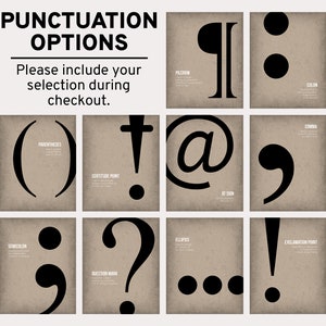 Set of 4 Prints, Punctuation Marks, Home Library Decor, English Teacher ...