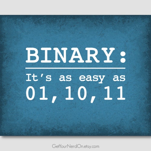 Binary: Its as Easy as 01 10 11 Binary Code Print | Etsy