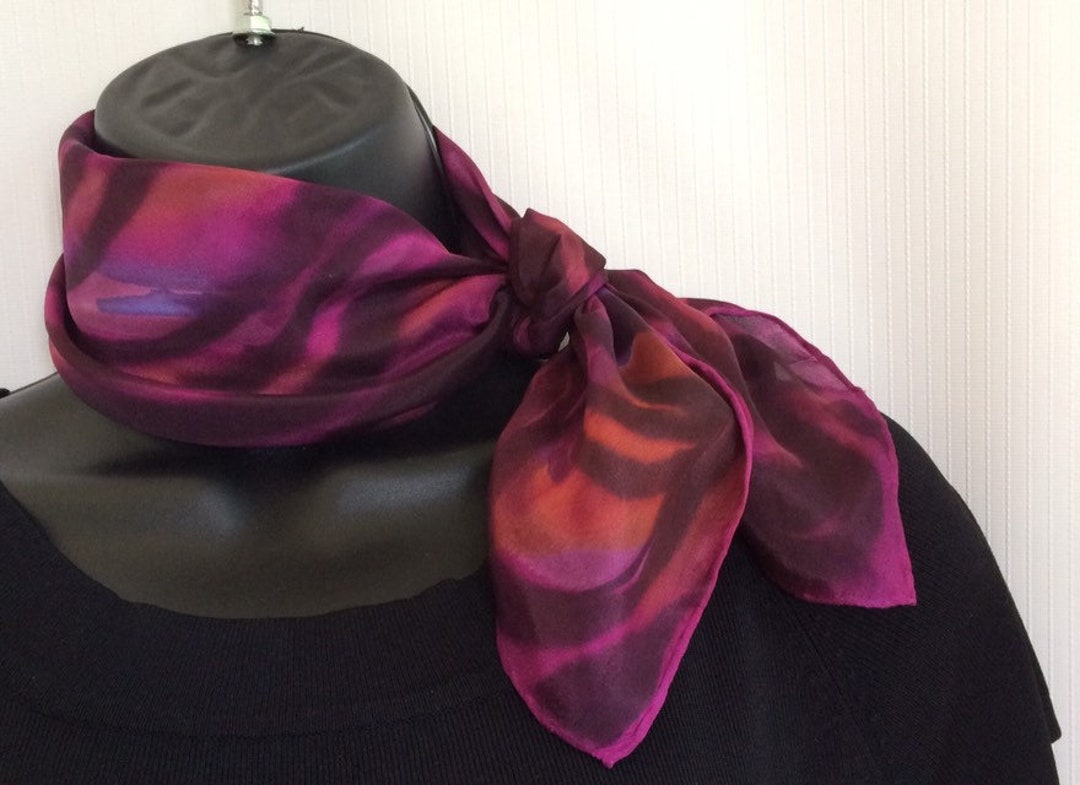 Silk Maroon Neck Scarf - Etsy