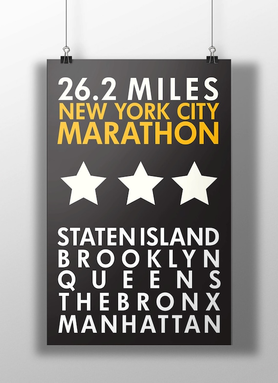 NYC Marathon Print - Etsy