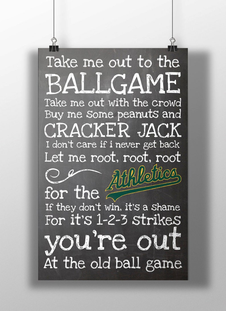 Oakland A's Take Me Out to the Ballgame Chalkboard Print - Etsy