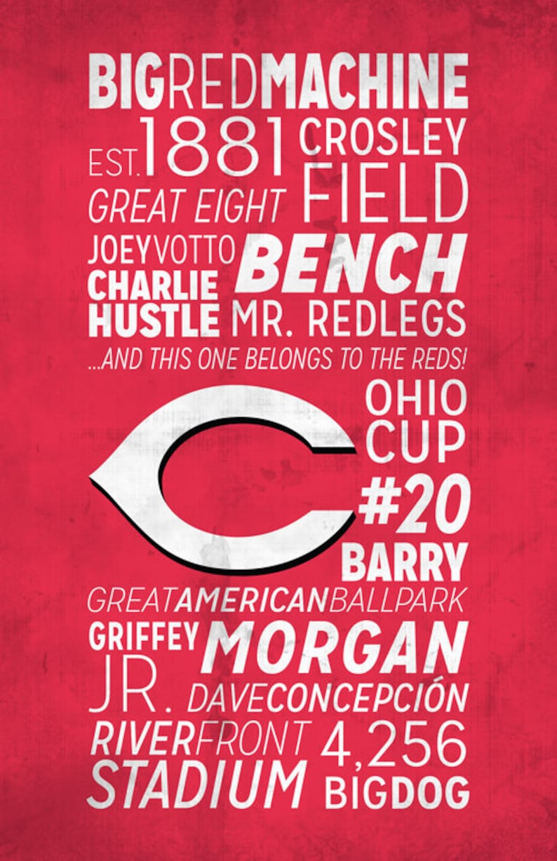 Cincinnati Reds Print - Etsy