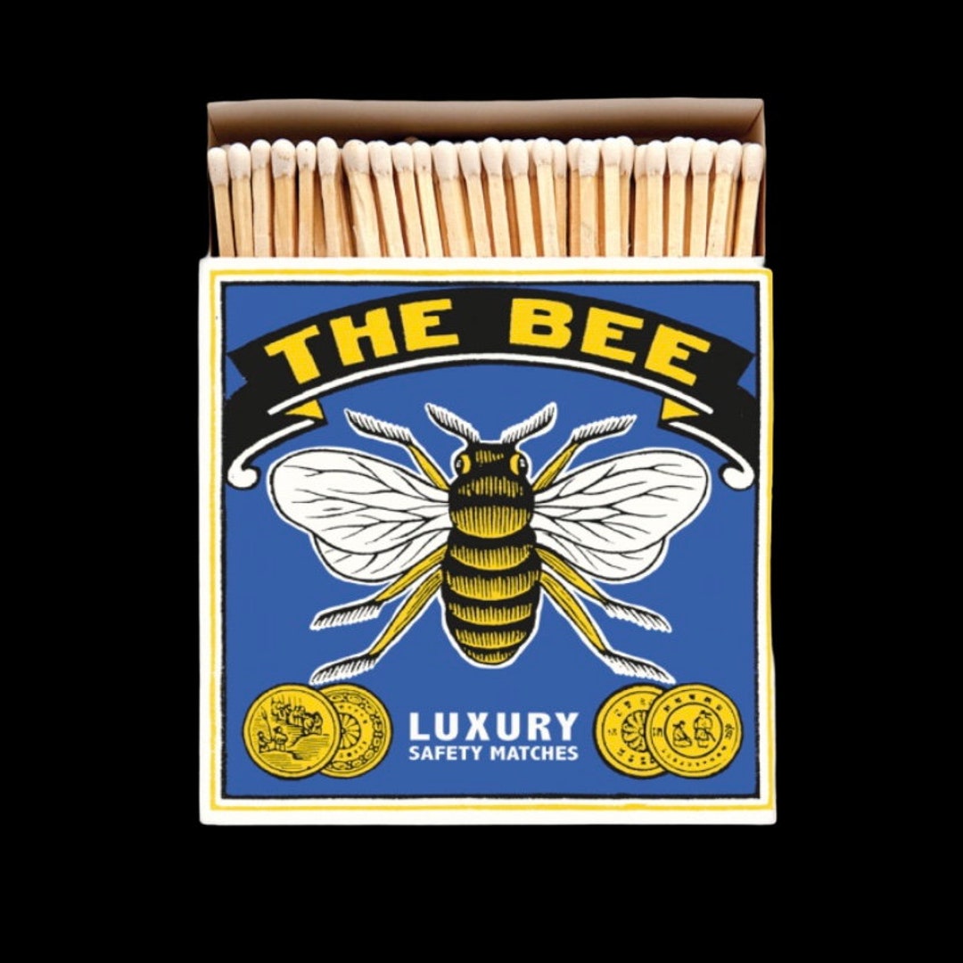 The Bee Design Letterpress Printed Square Matchbox Long Matches Ideal ...