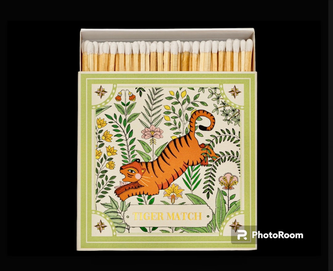 TIGER MATCHES - Ariane's Green Letterpress Printed Square Matchbox ...