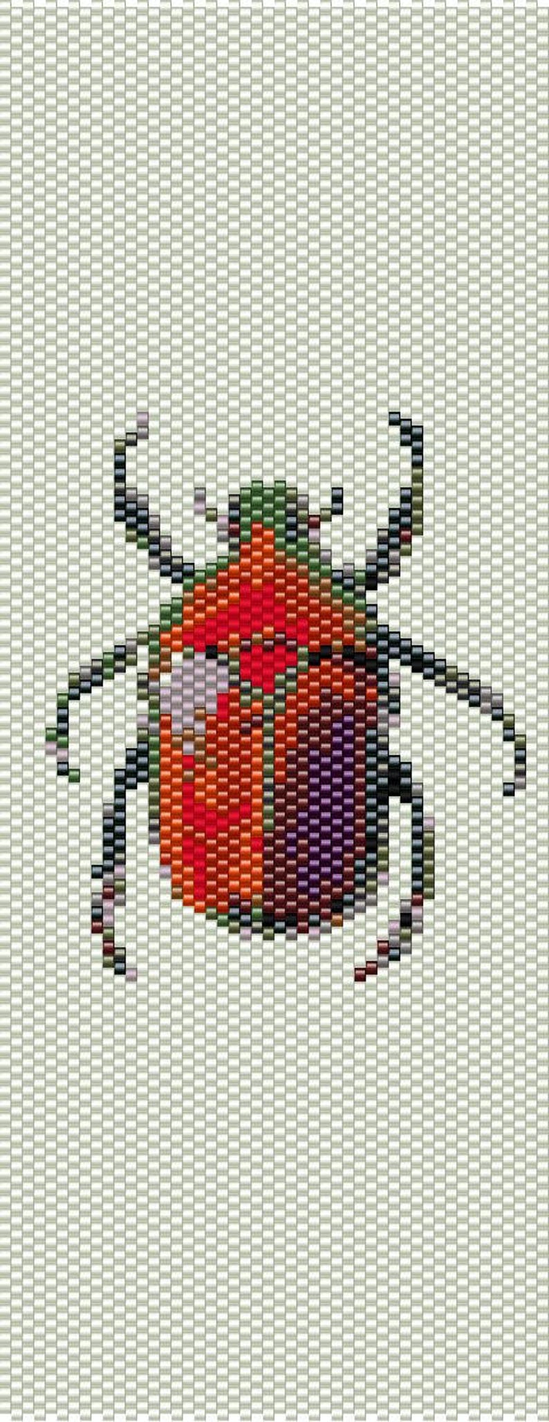 Red Beetle 2 Peyote Cuff Beaded Bracelet Pattern (easy Version) - Etsy