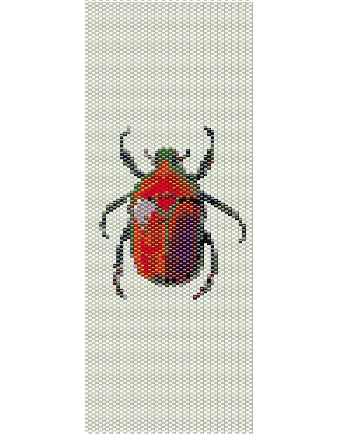 Red Beetle 2 Peyote Cuff Beaded Bracelet Pattern (easy Version) - Etsy