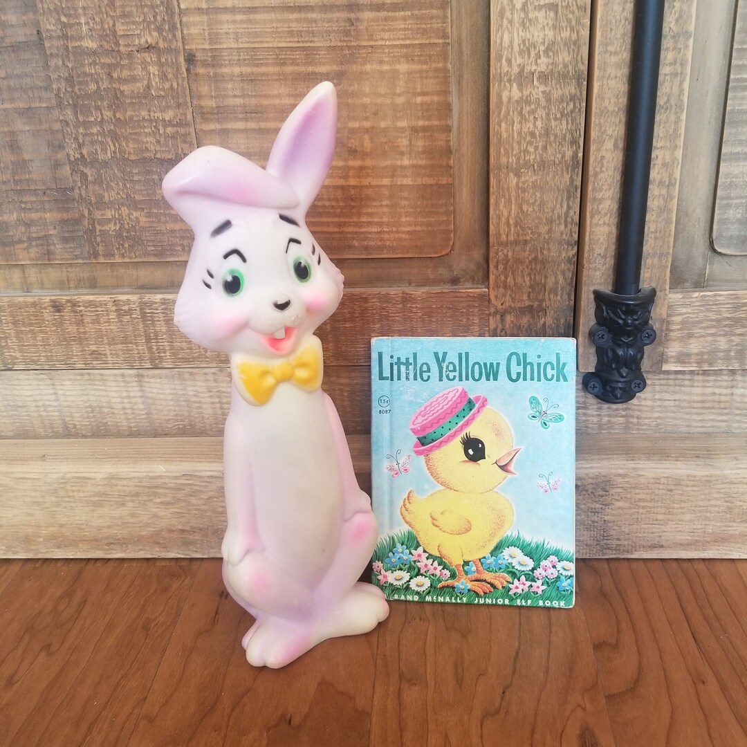 Vintage Easter Bunny Rabbit Squeak Toy RARE / Little Yellow Chick ...