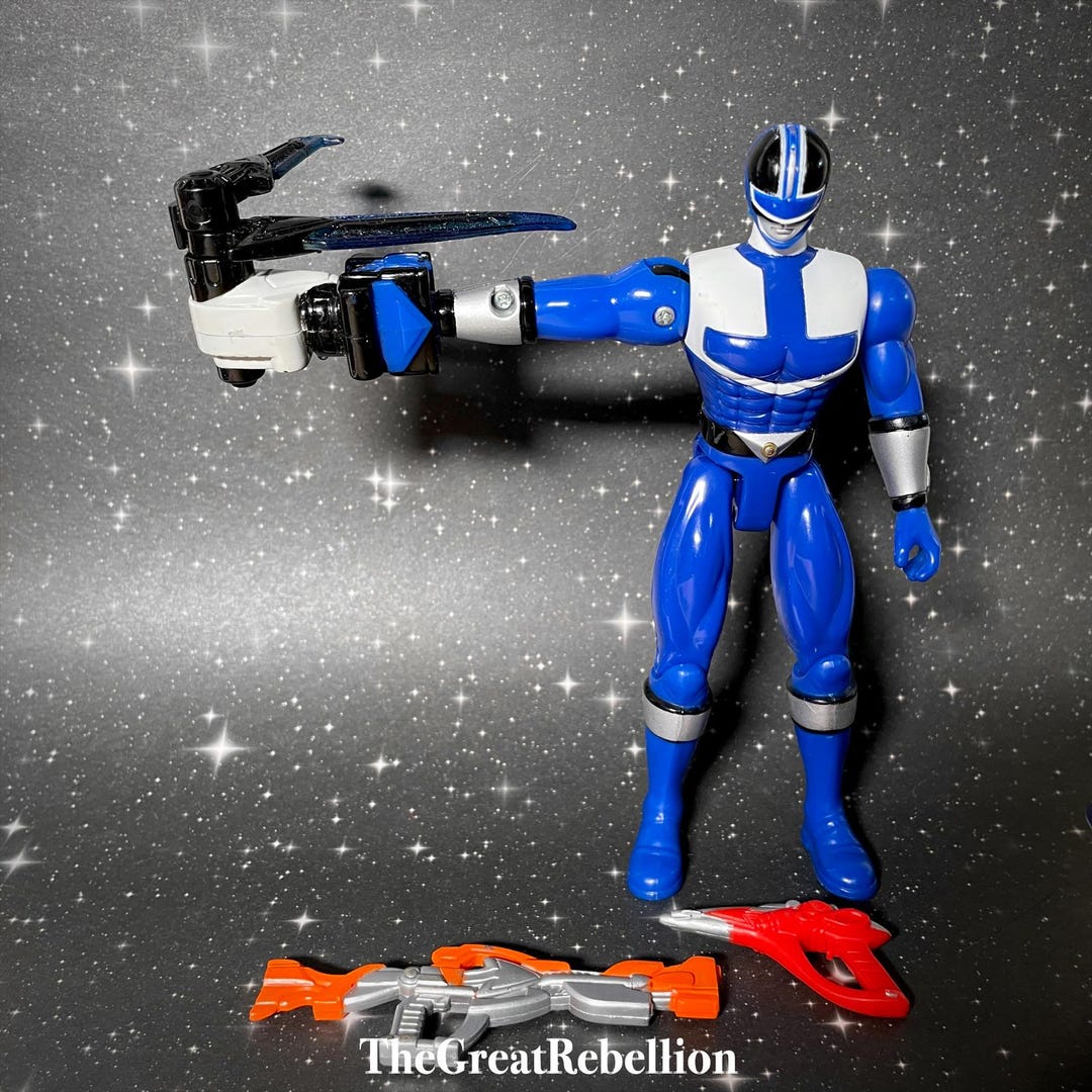 Power Rangers Time Force Blue Ranger TF Fighter Figure Near Complete ...