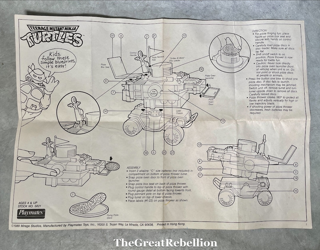 Teenage Mutant Ninja Turtles Pizza Thrower Blueprints Instructions ...