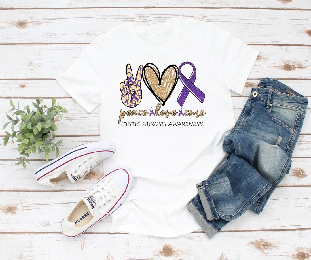 Peace Love Cure Cystic Fibrosis Awareness Shirt - CF Awareness Shirt ...