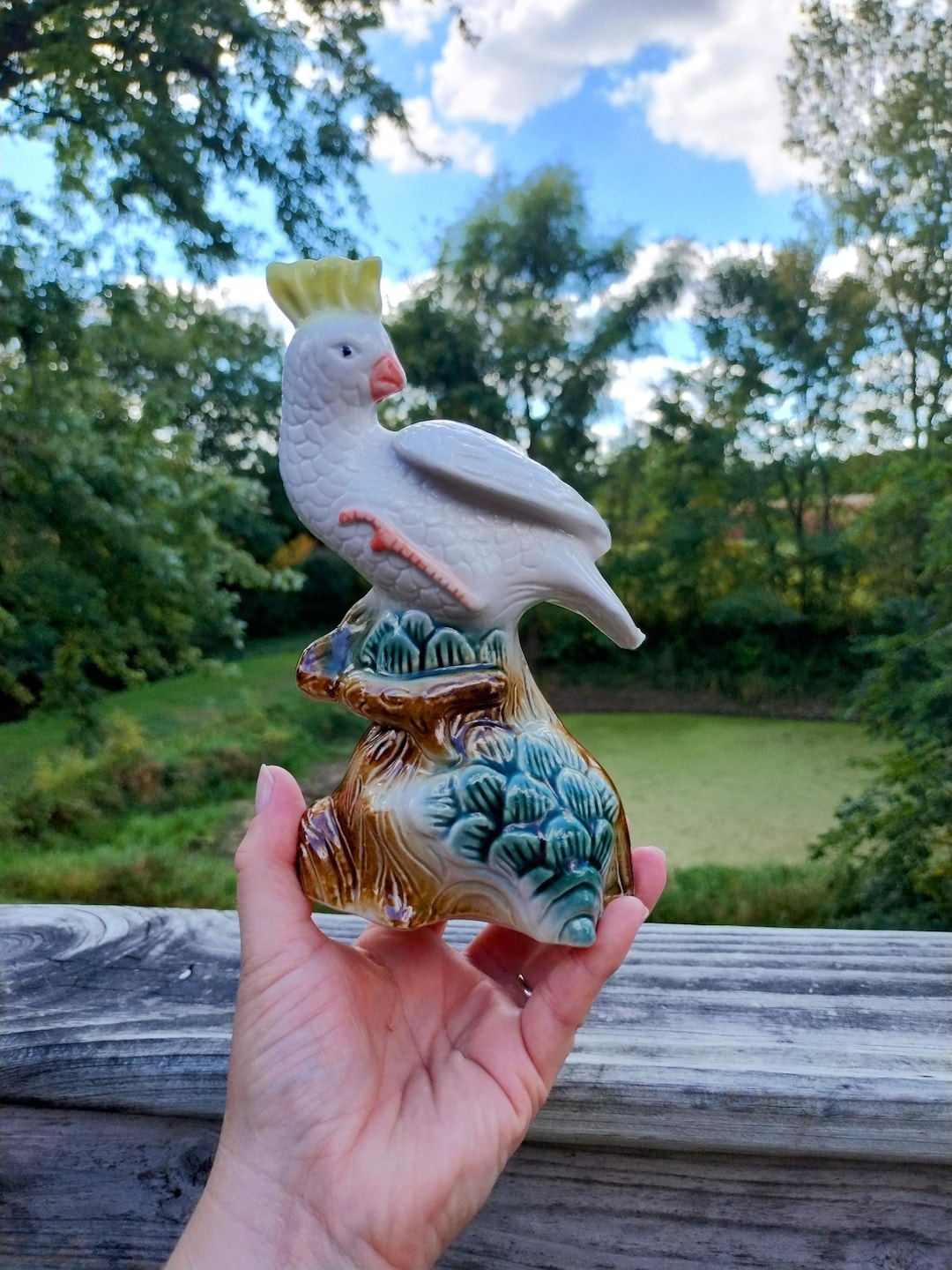 Vintage Ceramic Bird Figurine, Cockatiel or Cockatoo Parrot, Vintage ...