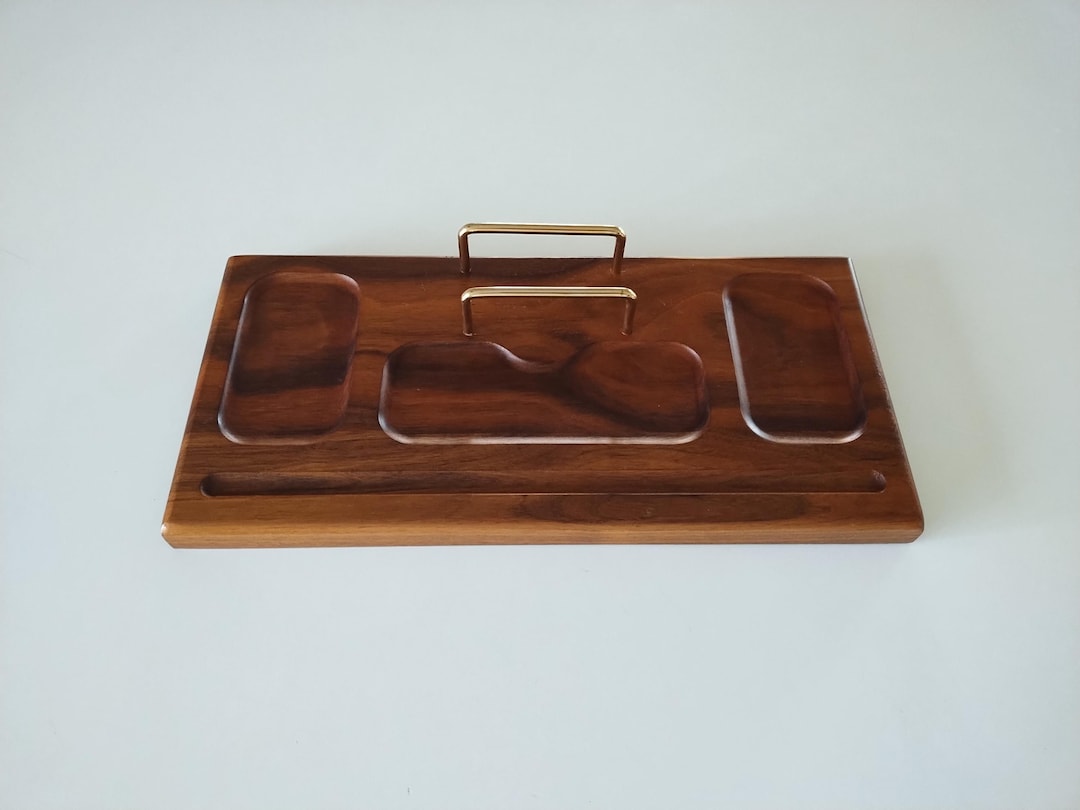 Vintage Men's Valet Walnut Organizer, Dresser Top Valet Tray, Desk ...