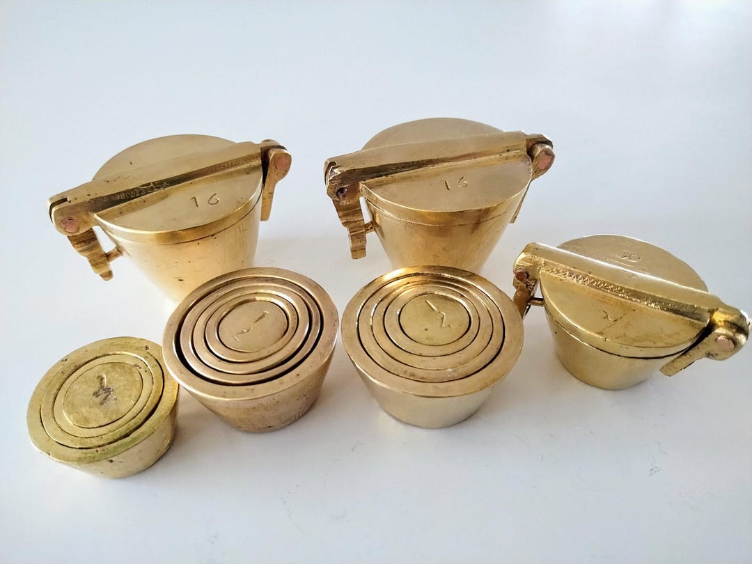 Vintage Brass Nesting Weight Set, Apothecary Metal Scale Weights ...