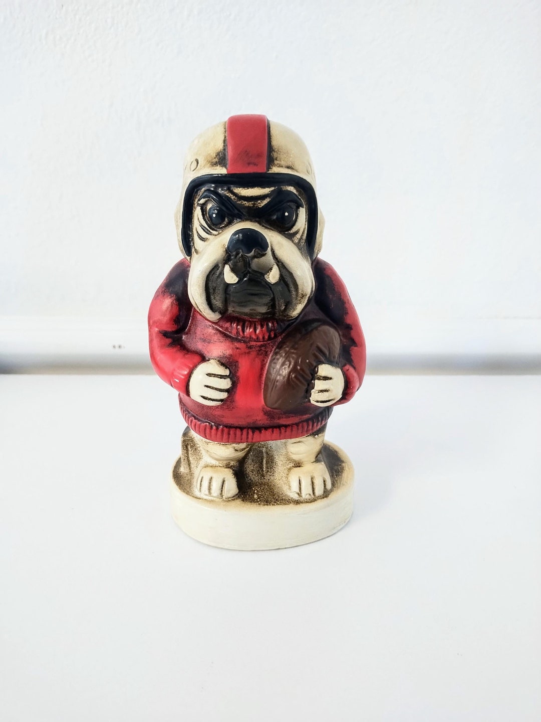 Vintage Bulldog Bank, Bulldog Figurine Holding Football, Bulldog Decor ...