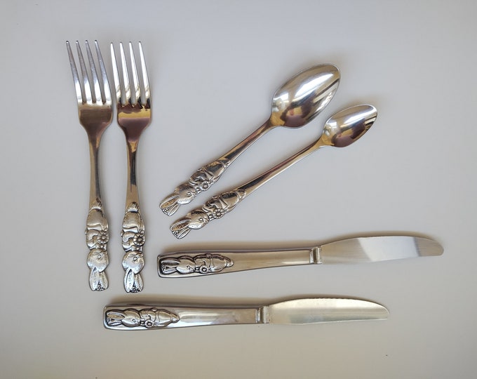 Vintage Peter Rabbit Silverware, Baby Toddler Youth Flatware, Vintage ...
