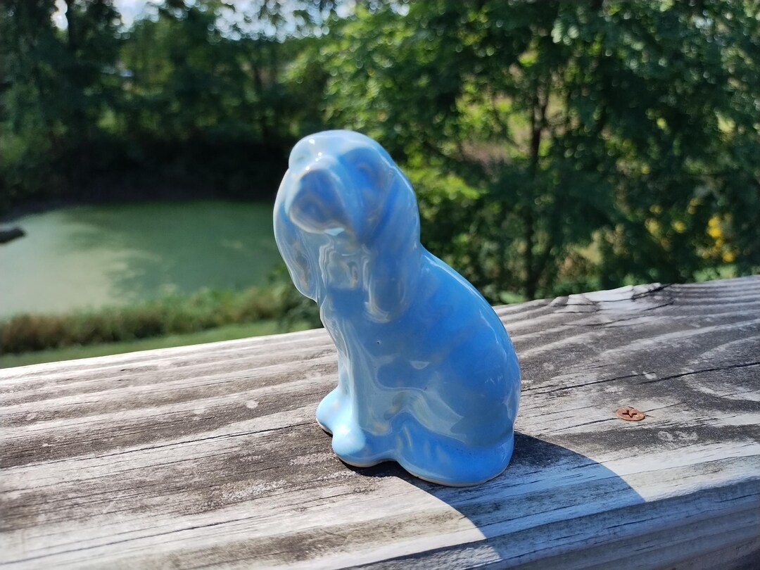 Vintage Dog Figurine, Blue Ceramic Dog, Possibly Shawnee Pottery ...