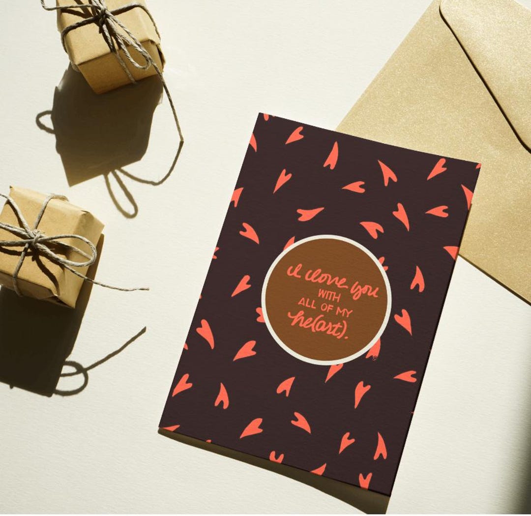 Heart Printable Love Day Card Valentine Card Print at Home Happy ...