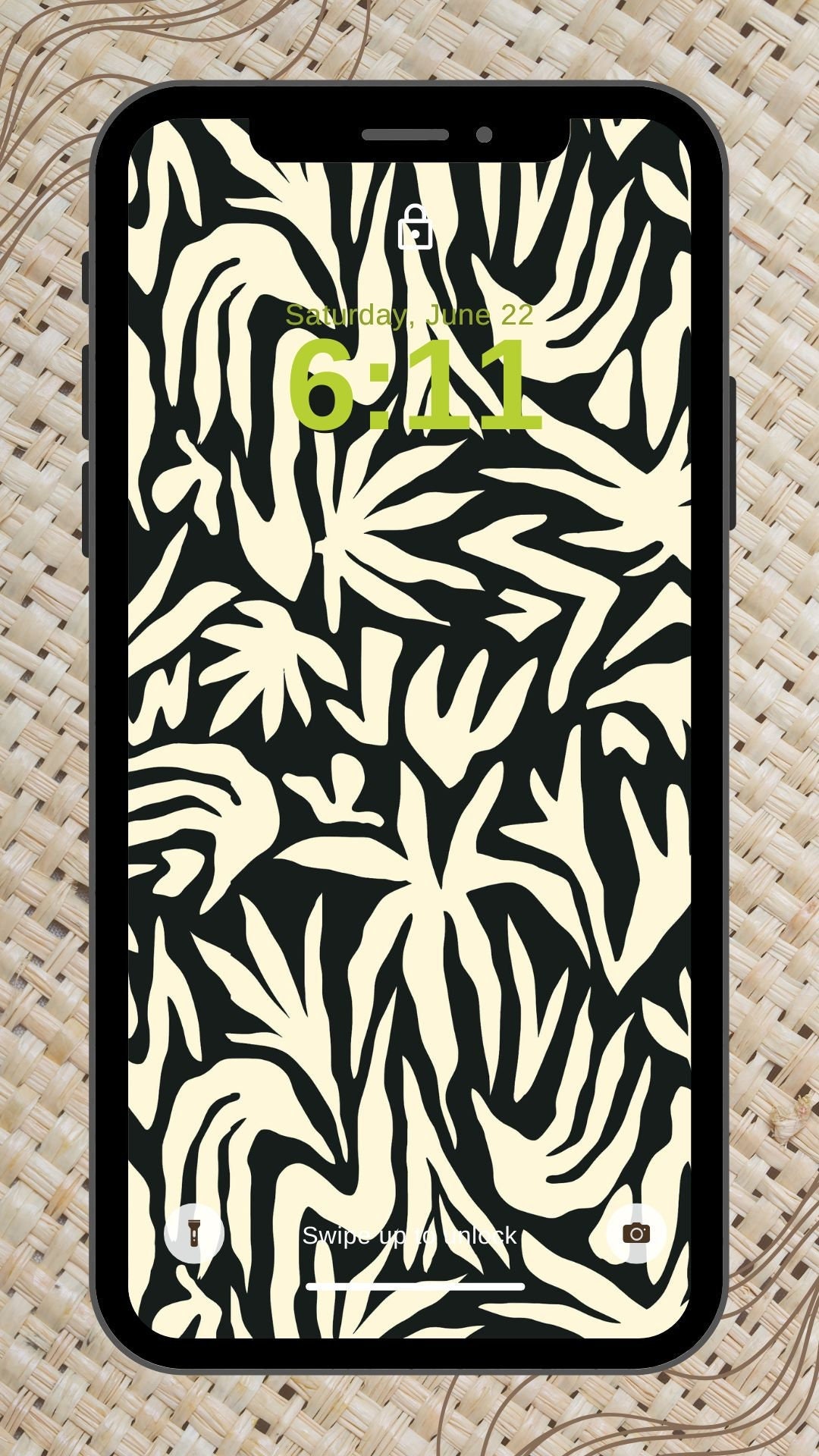 Kuta Jungle Botanics Phone Wallpaper | Black Botanical Aesthetic Print ...