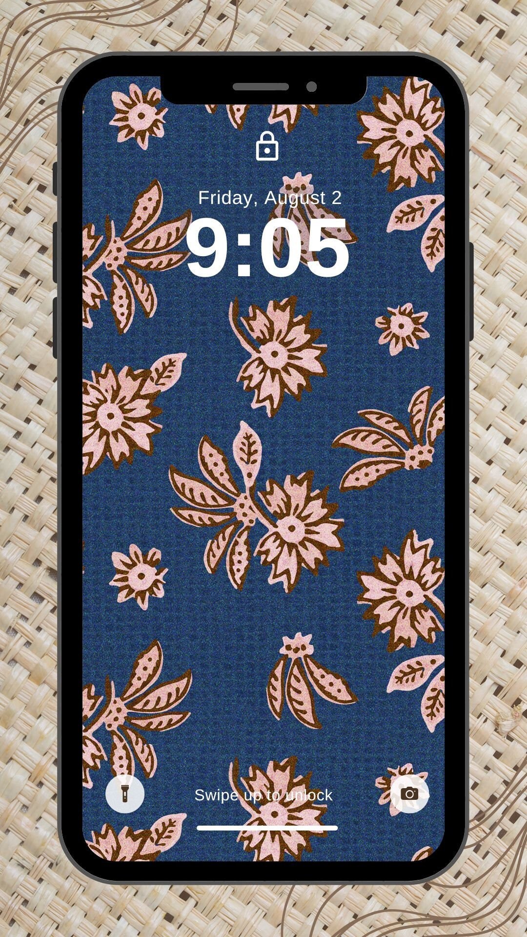 Goa Block Print Floral Phone Wallpaper | Royal Blue Aesthetic Print ...