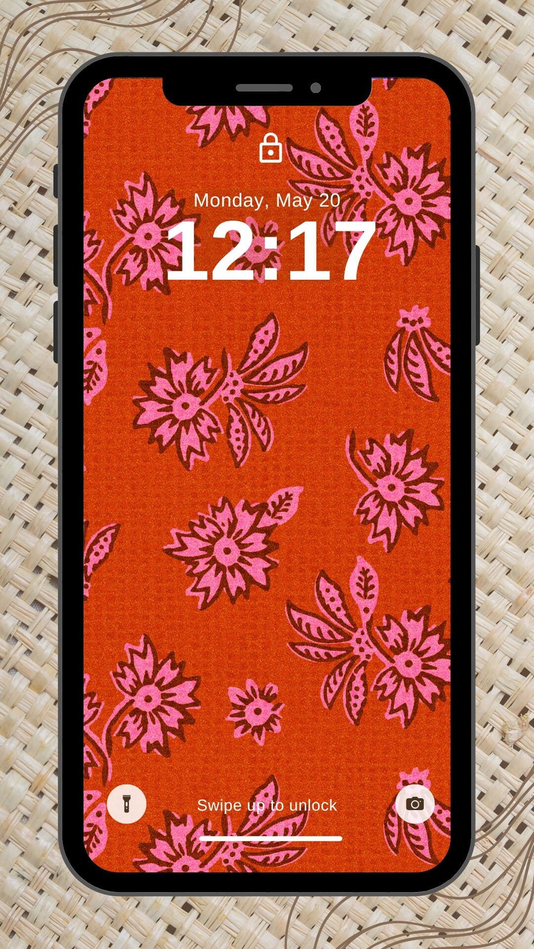 Goa Block Print Floral Phone Wallpaper | Poppy Aesthetic Print ...