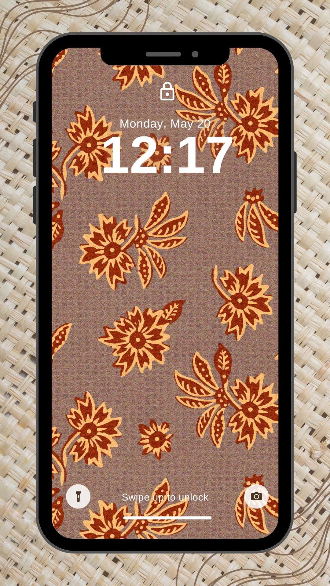 Goa Block Print Floral Phone Wallpaper | Mauve Aesthetic Ditsy Flowers ...