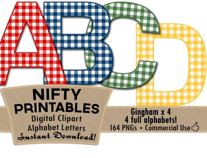 Gingham Alphabet Letters Mega Set - 164 Letters - Red, Green, Blue ...