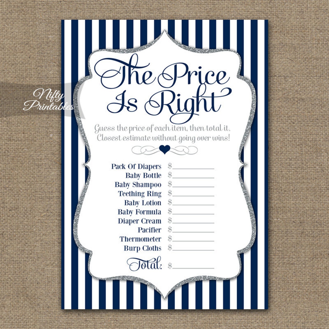 The Price is Right Baby Shower Game Navy Blue Baby Shower - Etsy