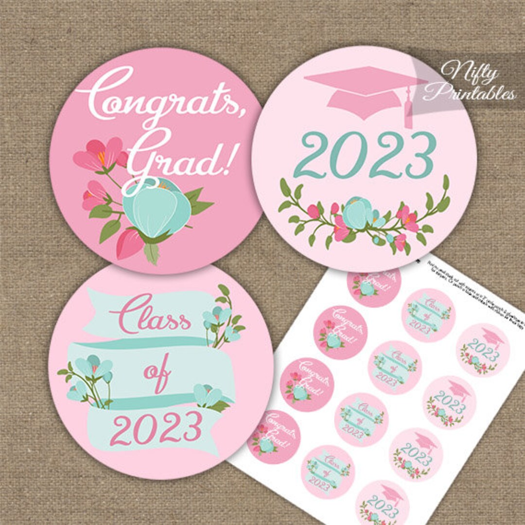 Pink Graduation Cupcake Toppers Printable 2023 Graduation - Etsy