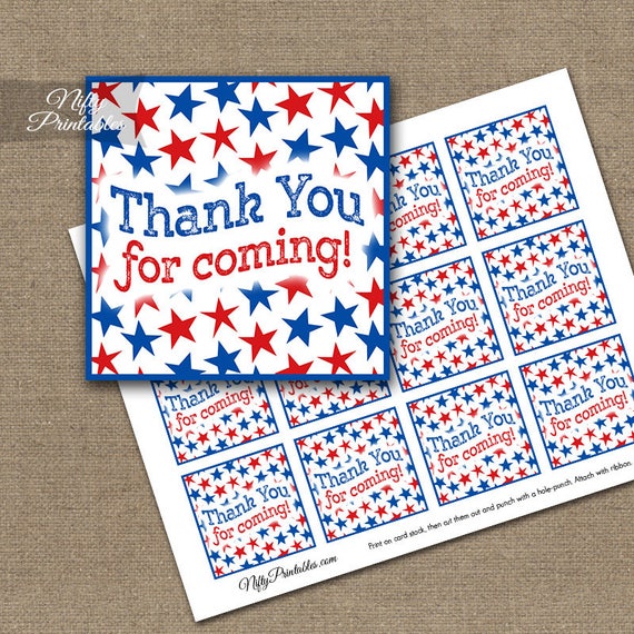 Red White Blue Thank You Favor Tags Patriotic 4th of July | Etsy